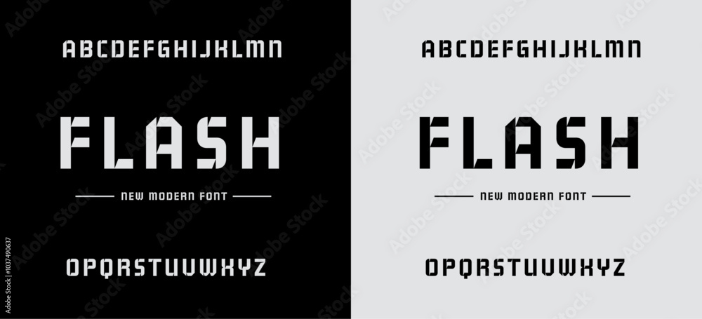 FLASH, Sports minimal tech font letter set. Luxury vector typeface for ...