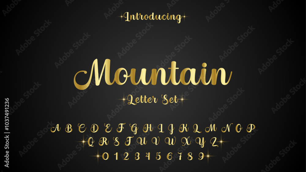 MOUNTAIN, Sports minimal tech font letter set. Luxury vector typeface ...