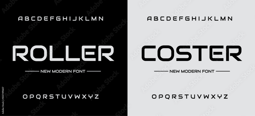 Roller Coster, Sports minimal tech font letter set. Luxury vector ...
