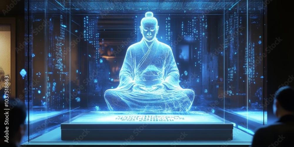 Museum renderings. Inside the glass showcase, there is a holographic ...