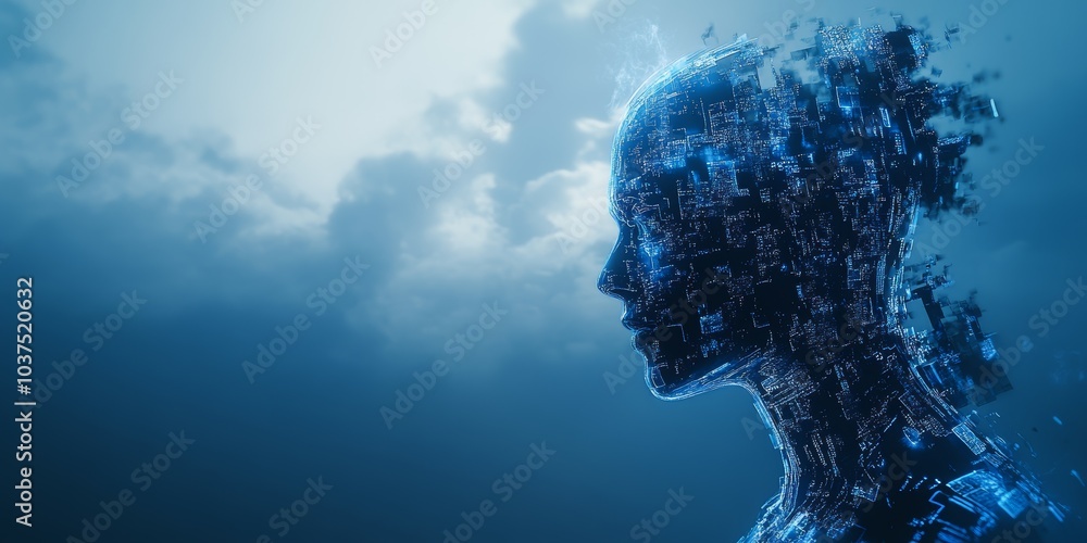 futuristic Artificial intelligence technology, standing, realistic shot ...