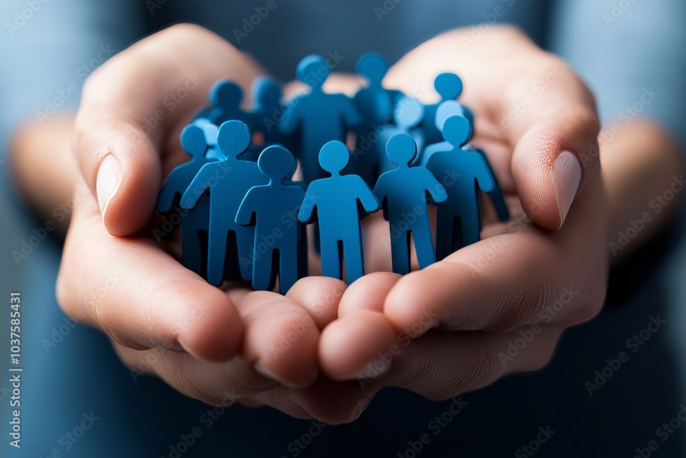 People unite into a group or business company. Perfect fit of teams ...