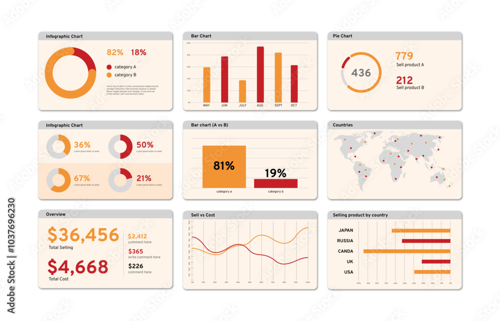 Elements of infographics on a white background. Use in presentation ...