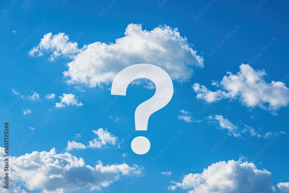 Fluffy White Cloud Forming a Question Mark Against a Vibrant Blue Sky ...