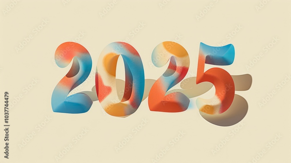 Digital Fusion Design: The four numbers "2025" are fused together with ...