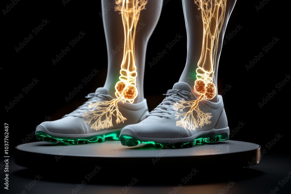 Lymphatic vessels, seen running through the legs, connecting to ...