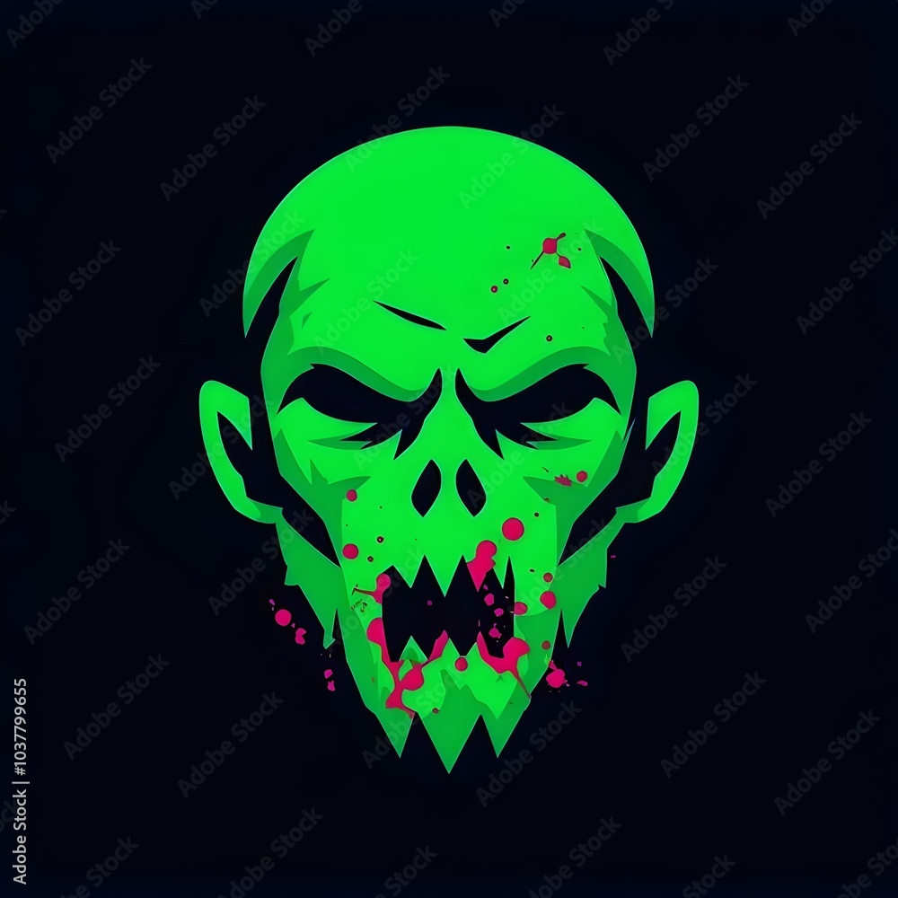 bloody zombie head logo, icon, Halloween, scary, evil, undead, blood ...