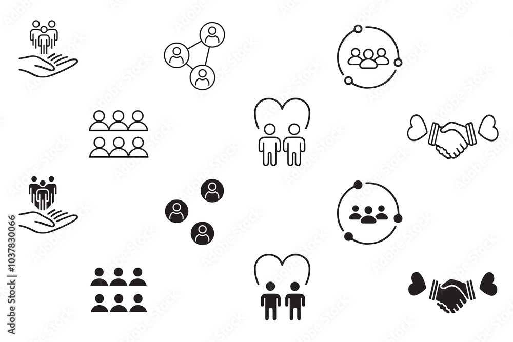 Organization human person icon set. Vector illustration of participants ...