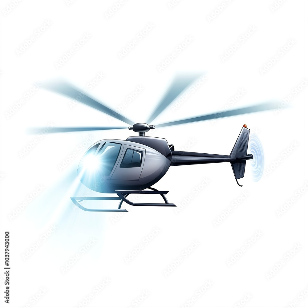 Helicopter with searchlight clipart, night scene element, spotlight ...
