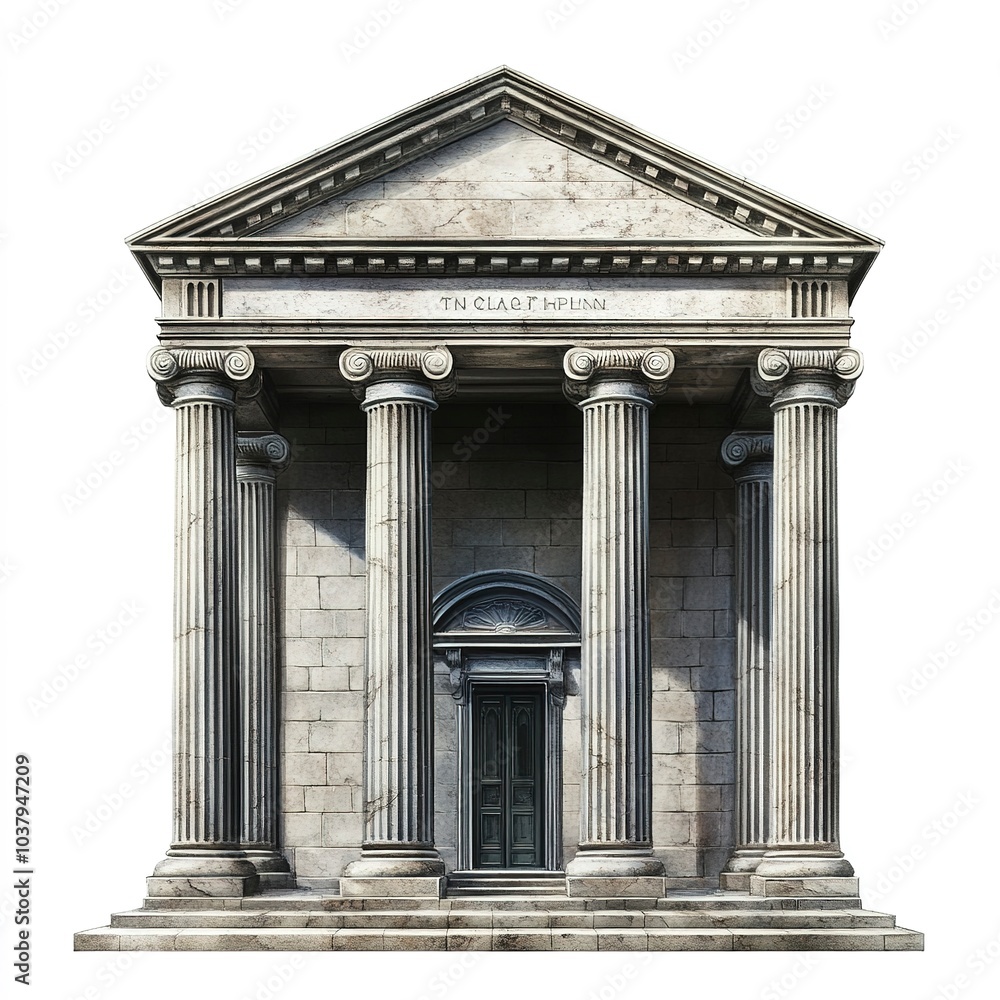 Bank building with pillars clipart, classic architecture element ...