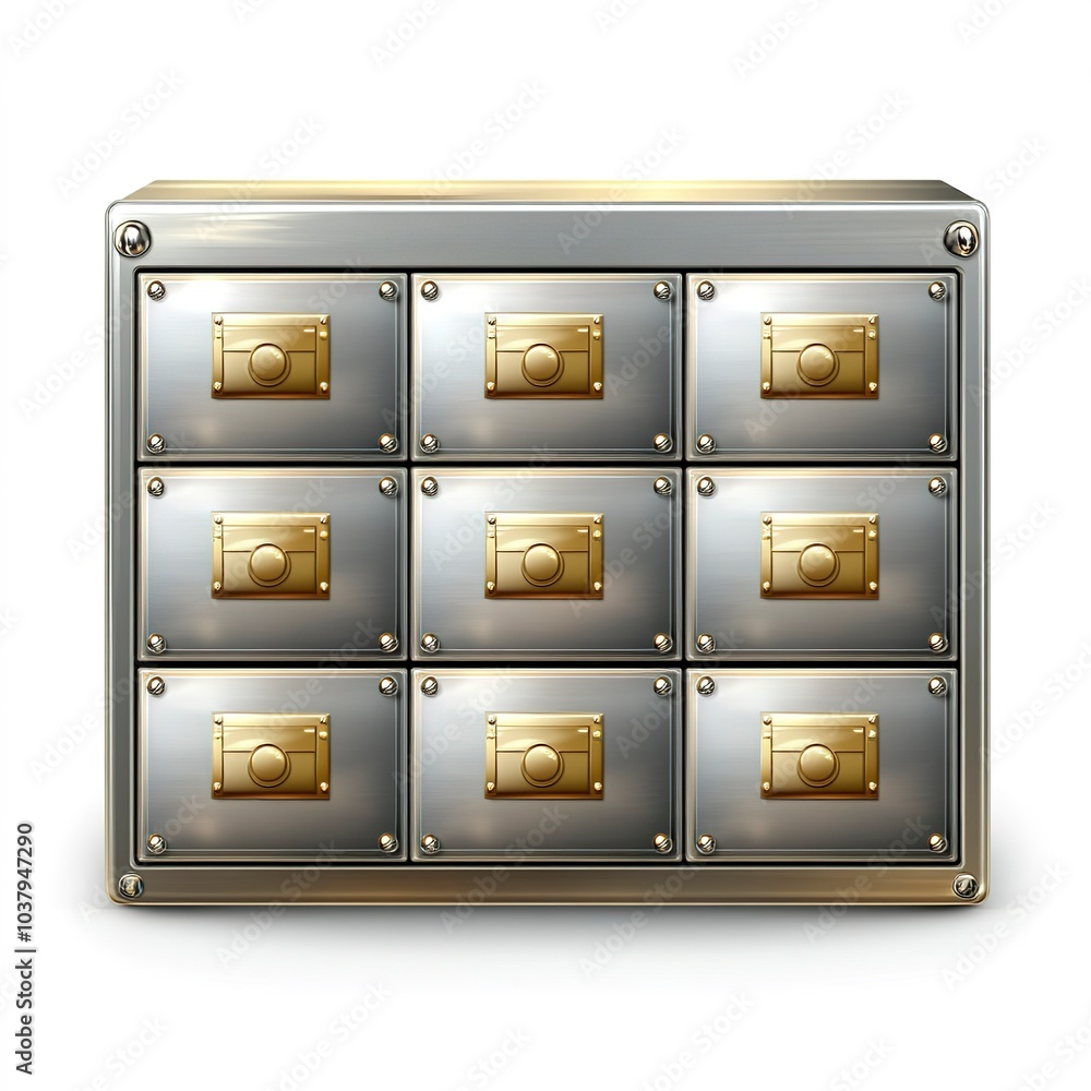 Bank safe deposit boxes clipart, security element, metallic finish ...