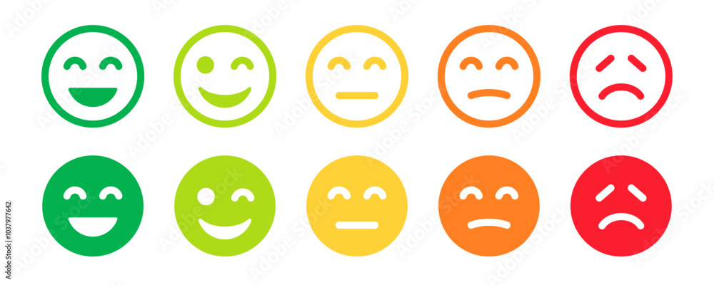 Feedback Emoticons face icon set. Feedback rating emoji. Bad and Good ...