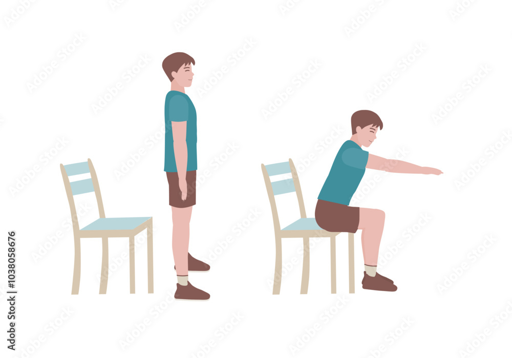 Exercises that can be done at-home using a sturdy chair. Extend arms in ...