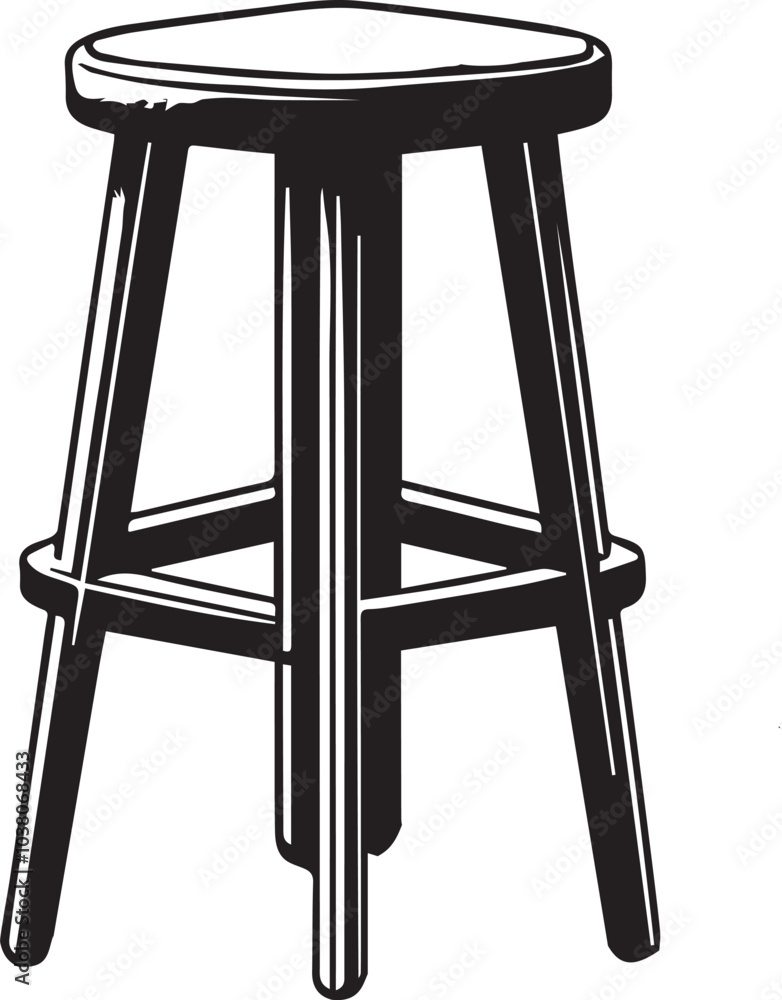 "Modern Stool Design Vector" A stylish wooden stool design, carefully ...