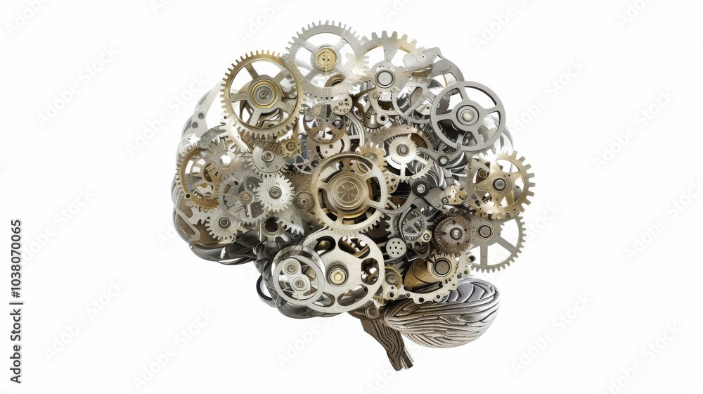 a surrealistic clockwork mechanism intertwined with the convolutions of ...