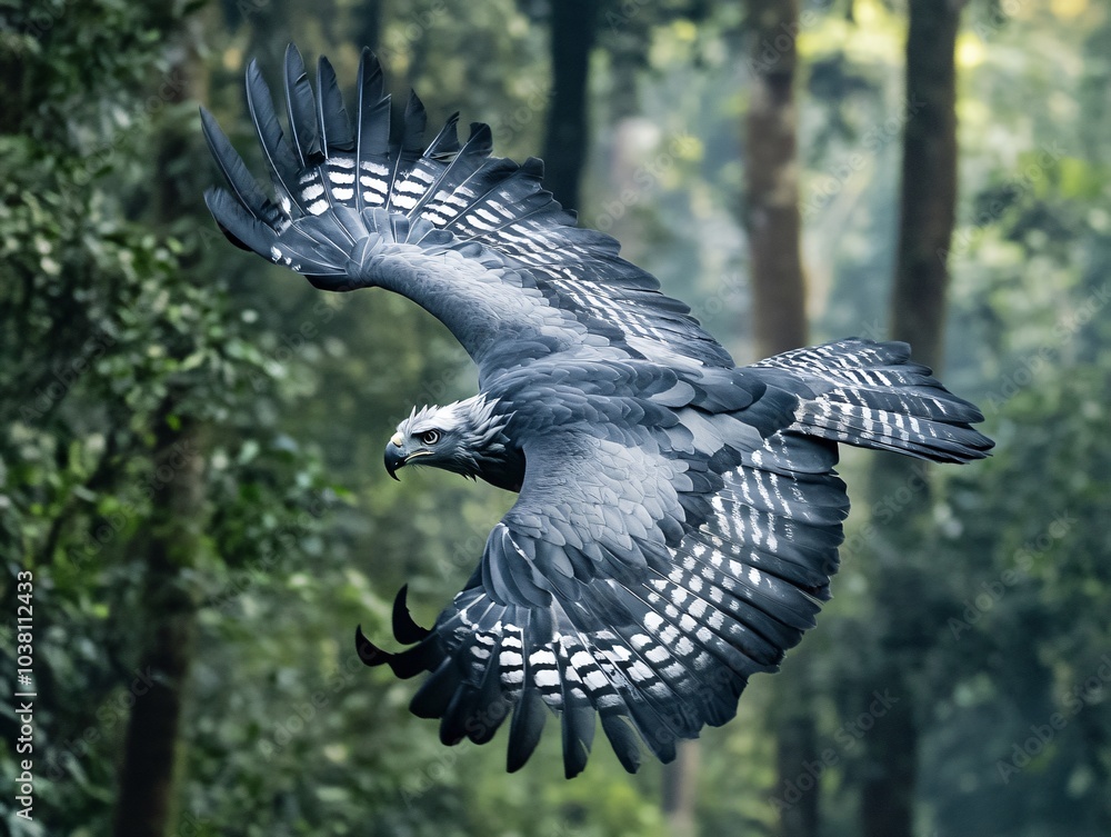Harpy Eagle Soaring Majestically Through the Canopy in Its Natural ...