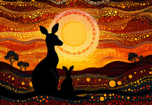 Aboriginal Kangaroo Sunset Free Stock Photo - Public Domain Pictures