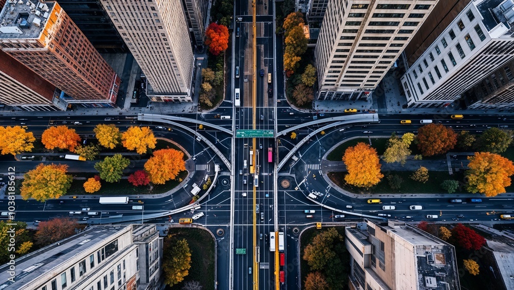 Aerial View of a Busy Urban Intersection in Phoenix, Capturing the ...