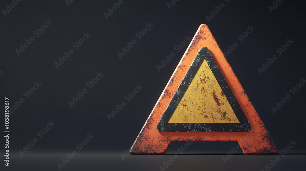 Front-facing warning sign, tiny icon, soft matte finish, neutral color ...