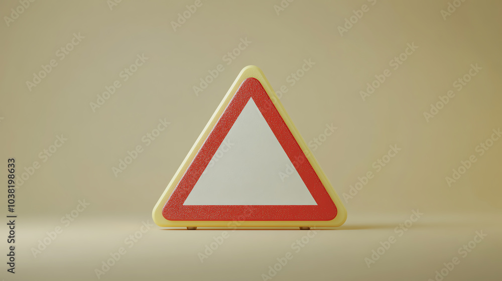 Front-facing warning sign, tiny icon, soft matte finish, neutral color ...