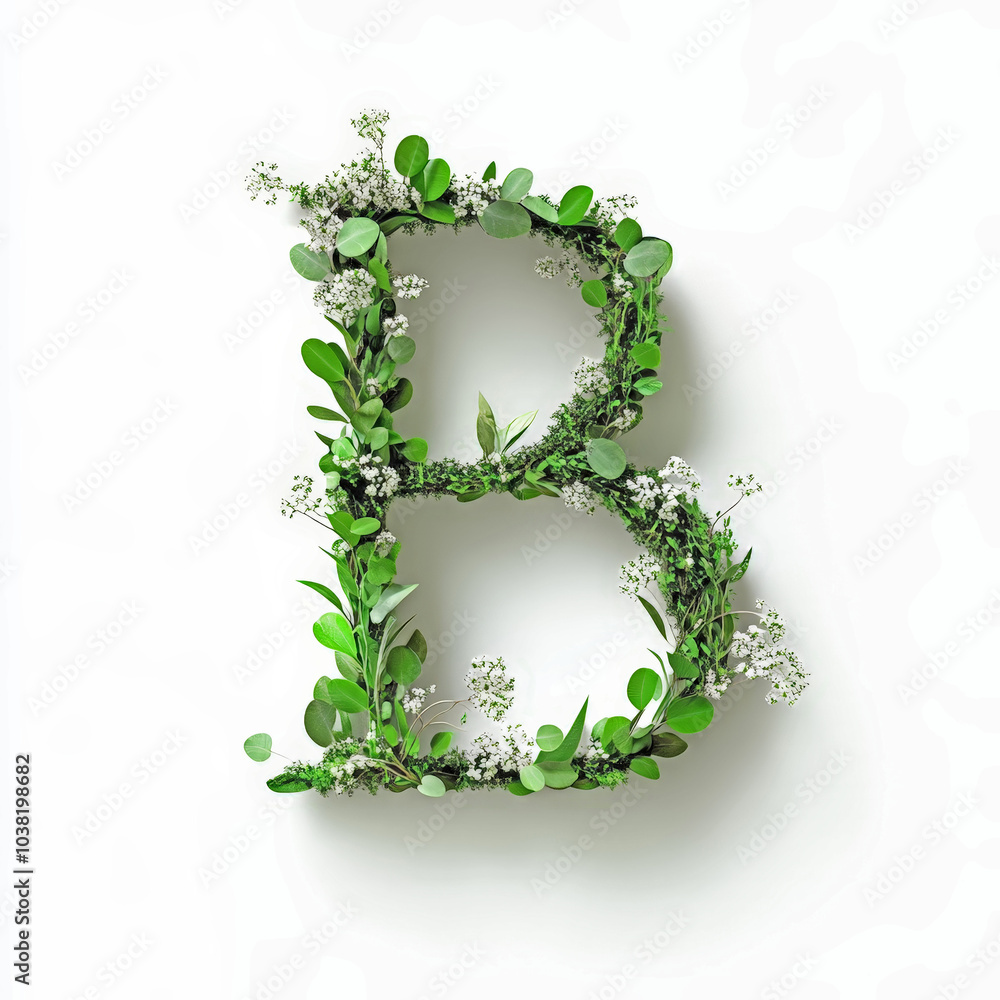 The image features the letter "B" artistically formed with lush green ...