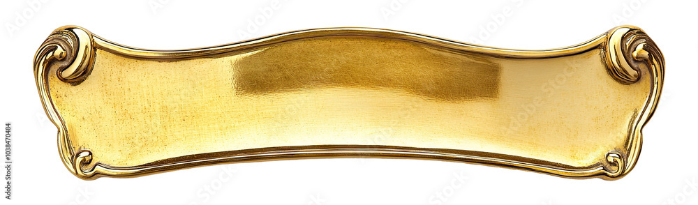 Blank golden nameplate with ornate design, isolated on transparent ...