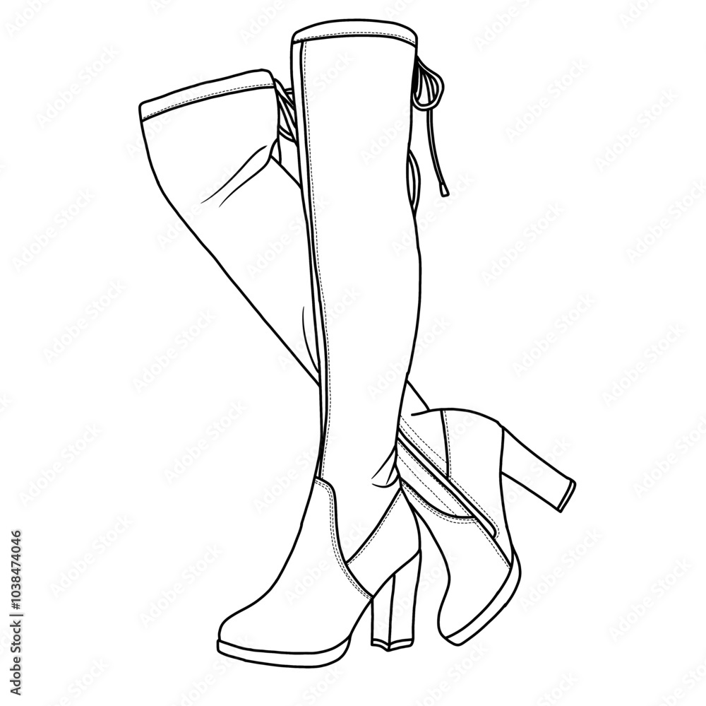 Women's Thigh High Over The Knee Boots Platform Chunky Heel Suede Shoes ...