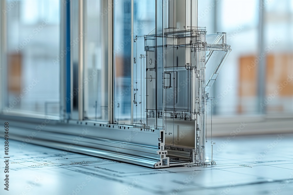 Aluminum frames that open with a blueprint background. Generative Ai ...