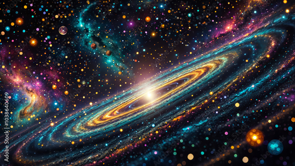 Ultra detailed microscopic level image of a black colourful cosmic ...