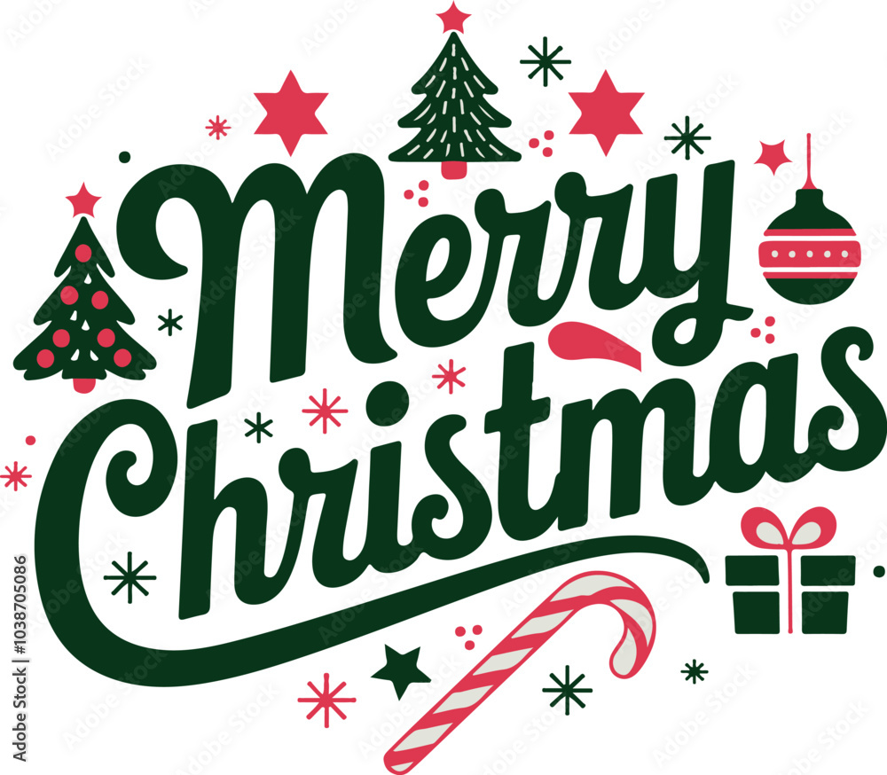 Merry Christmas lettering isolated on white background. Merry Christmas ...