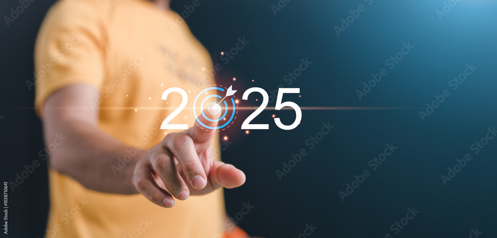 encouraging signs for 2025 A businessman touches the 2025 objective ...