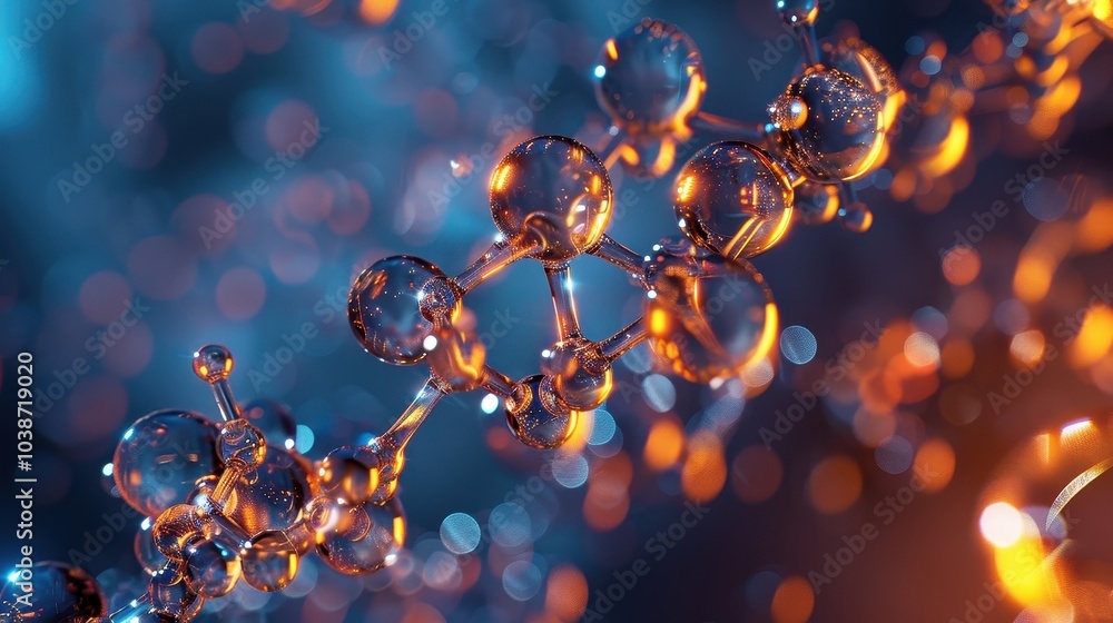 Abstract representation of cyclobutene molecules in a dynamic and ...