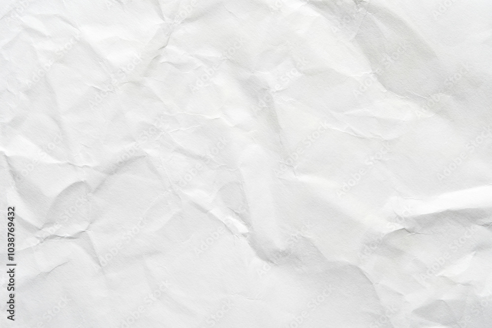 Crumpled white paper texture with natural creases and subtle shadows ...