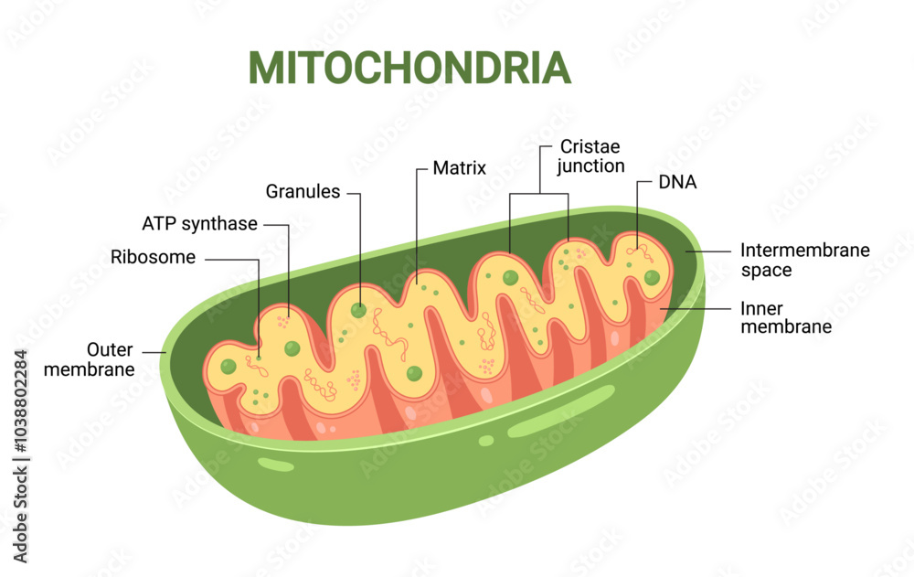 Vector diagram of Mitochondria. Cross-section view. Medical ...