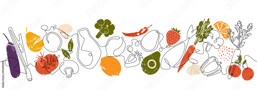 Culinary Background. Restaurant and Kitchen poster. Horizontal pattern ...