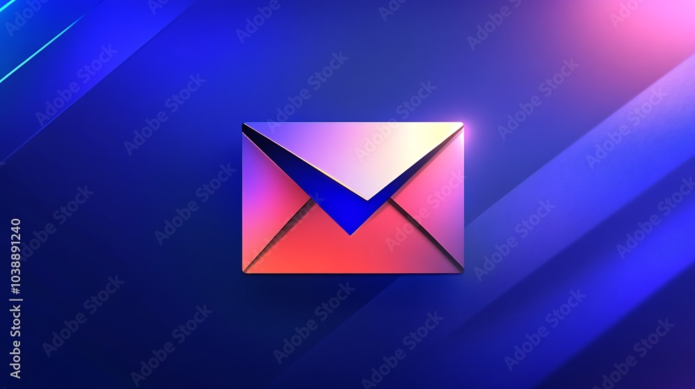 A modern, sleek design of an email icon with vibrant colors and dynamic ...