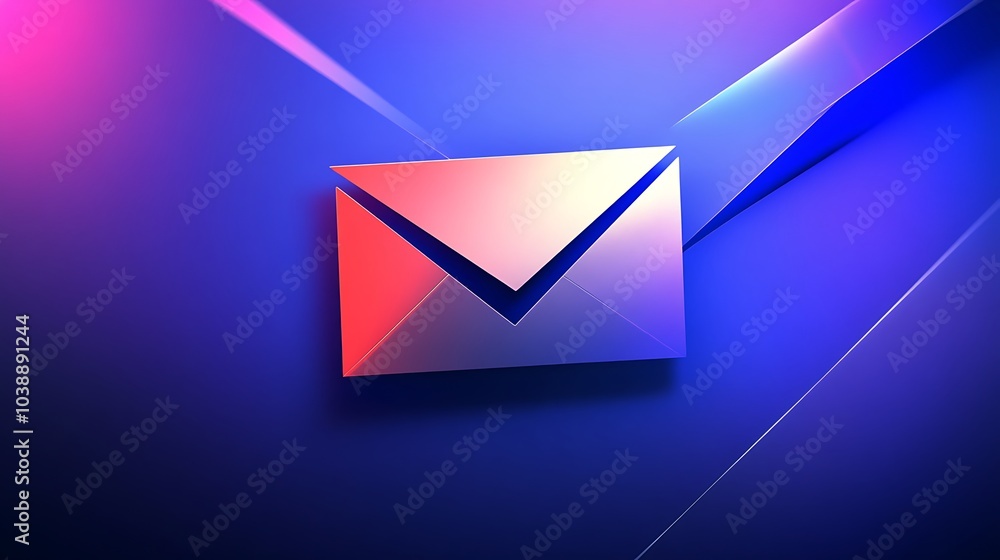 A modern, sleek design of an email icon with vibrant colors and dynamic ...