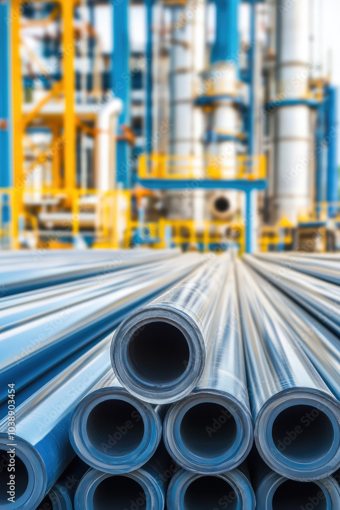 PE pipe plant, Industrial PE pipes pile for gas and water. HDPE ...