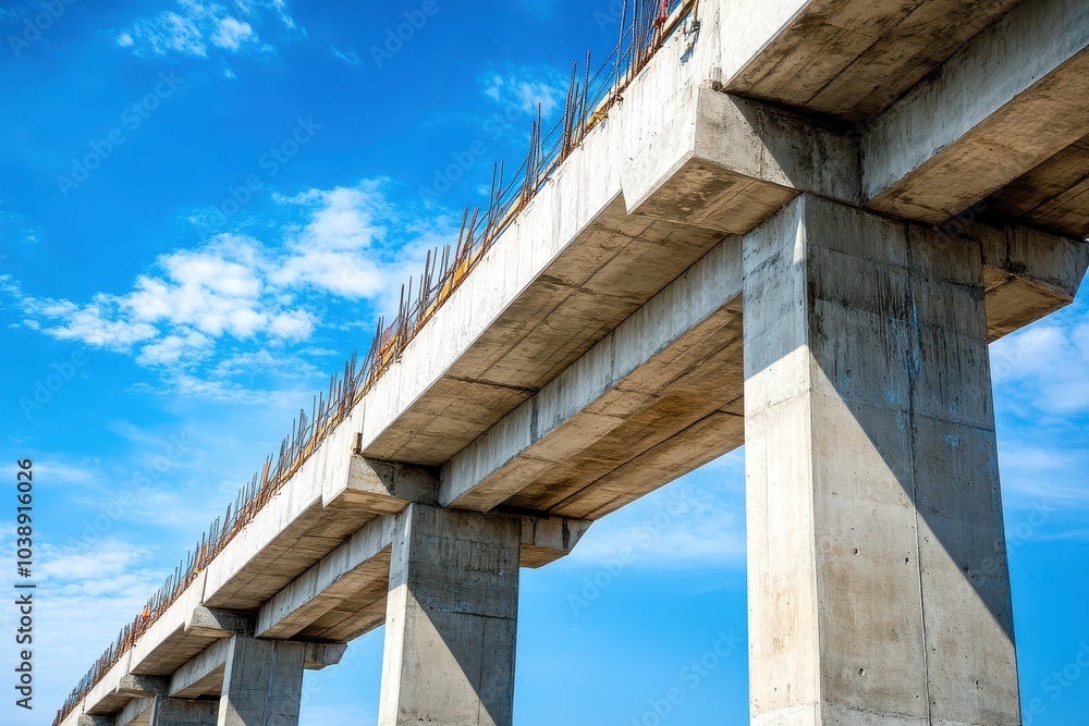Vertical frame of elevated expressway under construction featuring ...