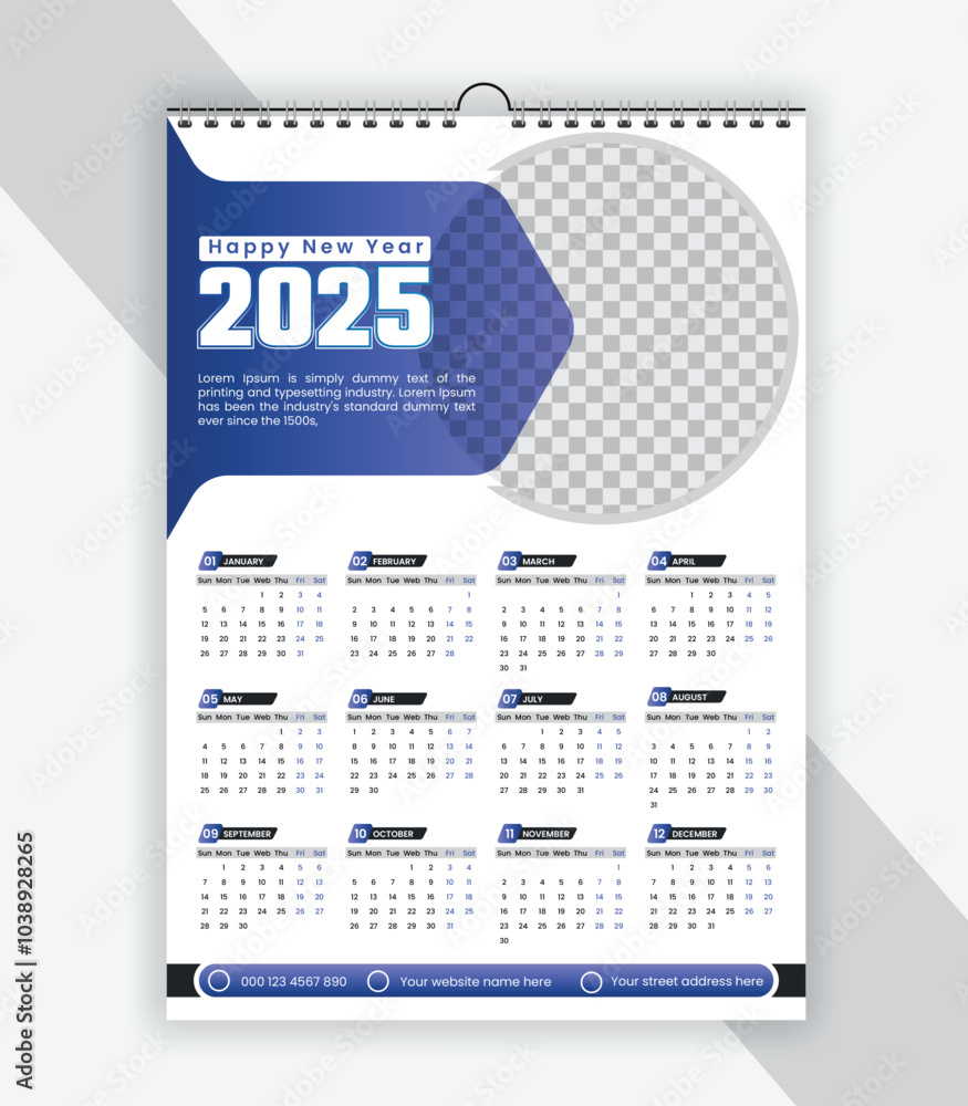 Modern wall calendar design 2025. Print Ready One Page wall calendar ...