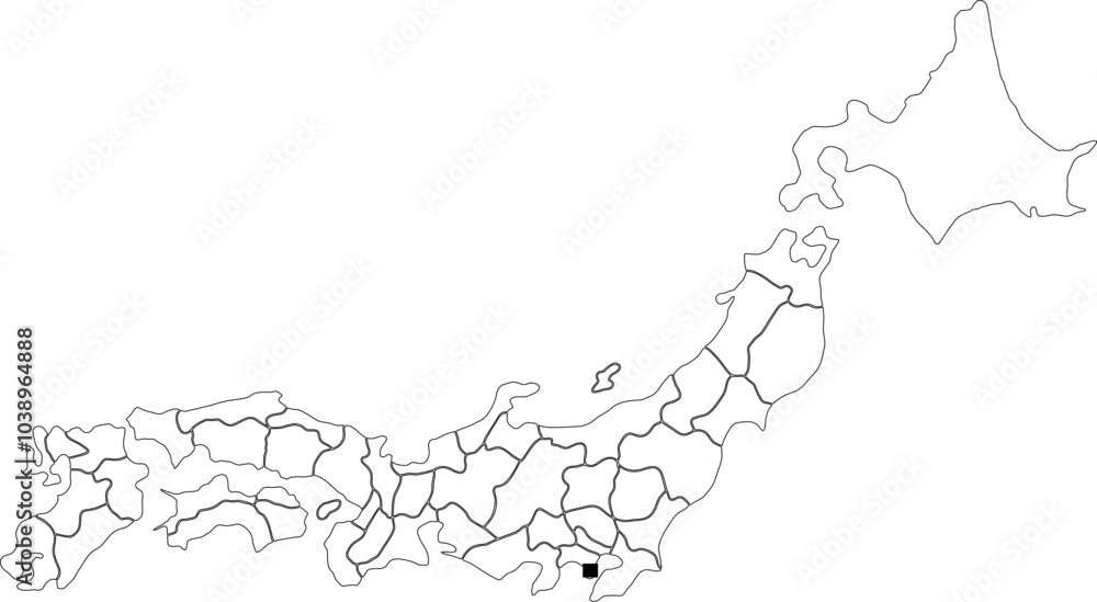 Outline Map of Japan with Highlighted Capital of Japan Tokyo Stock ...