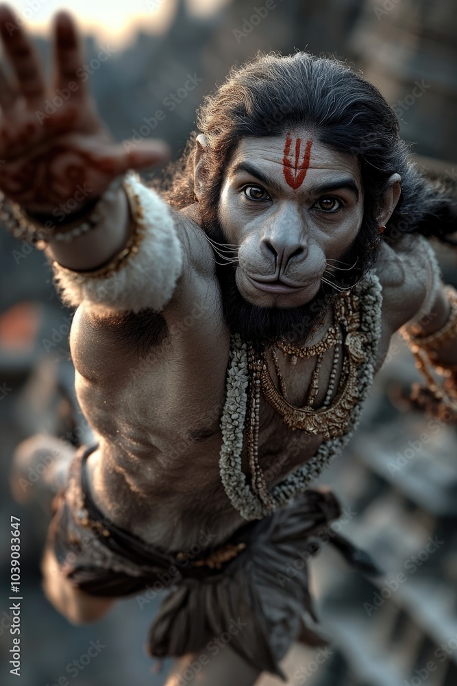 Divine figure: Hanuman, son of Vayu, central character in Ramayana ...