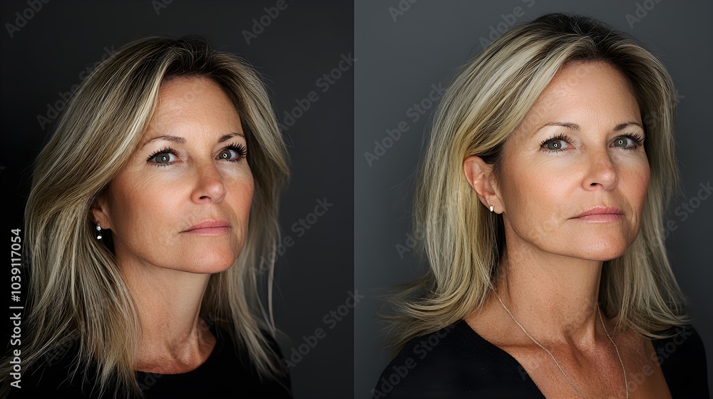 A patient's facelift journey, featuring before photos with sagging skin ...