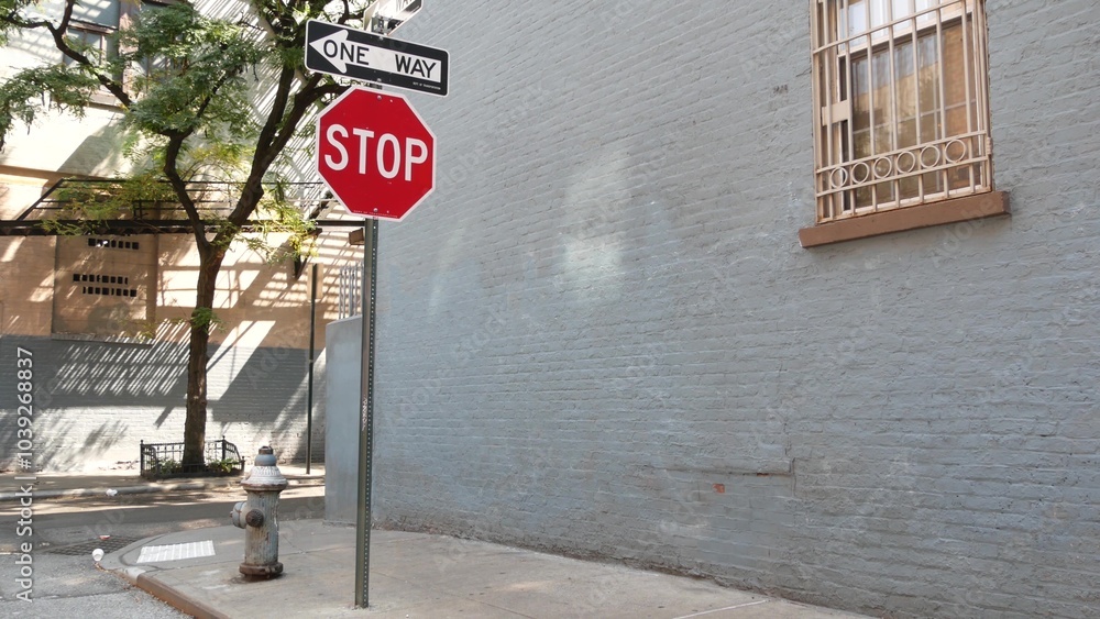 New York City oneway crossroad, Minetta street intersection one way ...