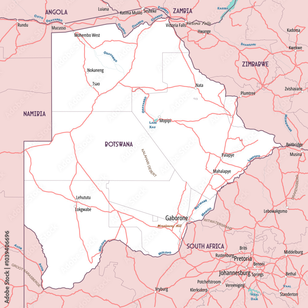 Simple outline map of Botswana coloring page Stock Vector | Adobe Stock