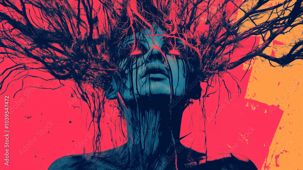 Colorful Abstract Expressionist Illustration Depicting Psychological ...