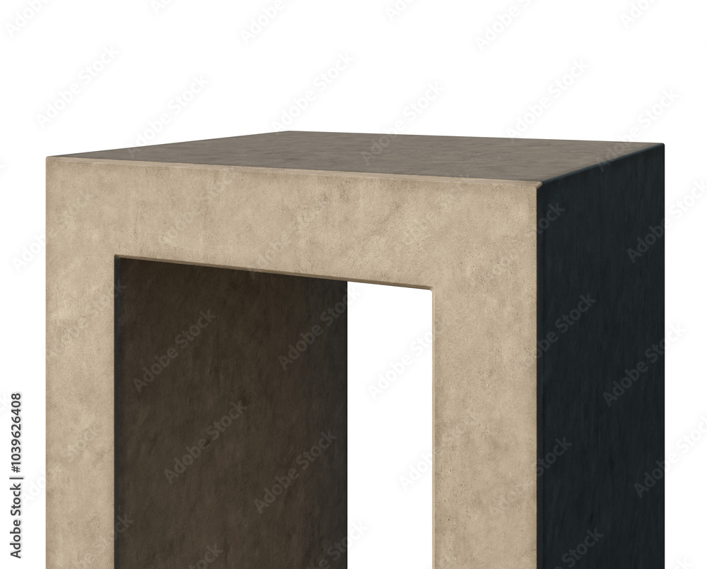 A minimalist concrete podium block with a rectangular shape, isolated ...