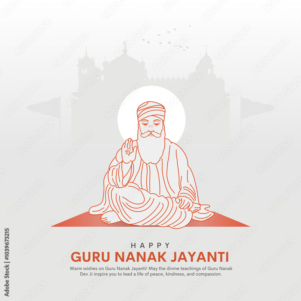 Happy Guru Nanak Jayanti festival greeting card design. India Hindu ...