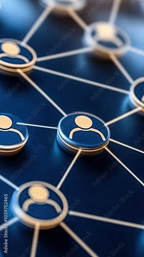 Connecting human figures through lines to symbolize communication and ...