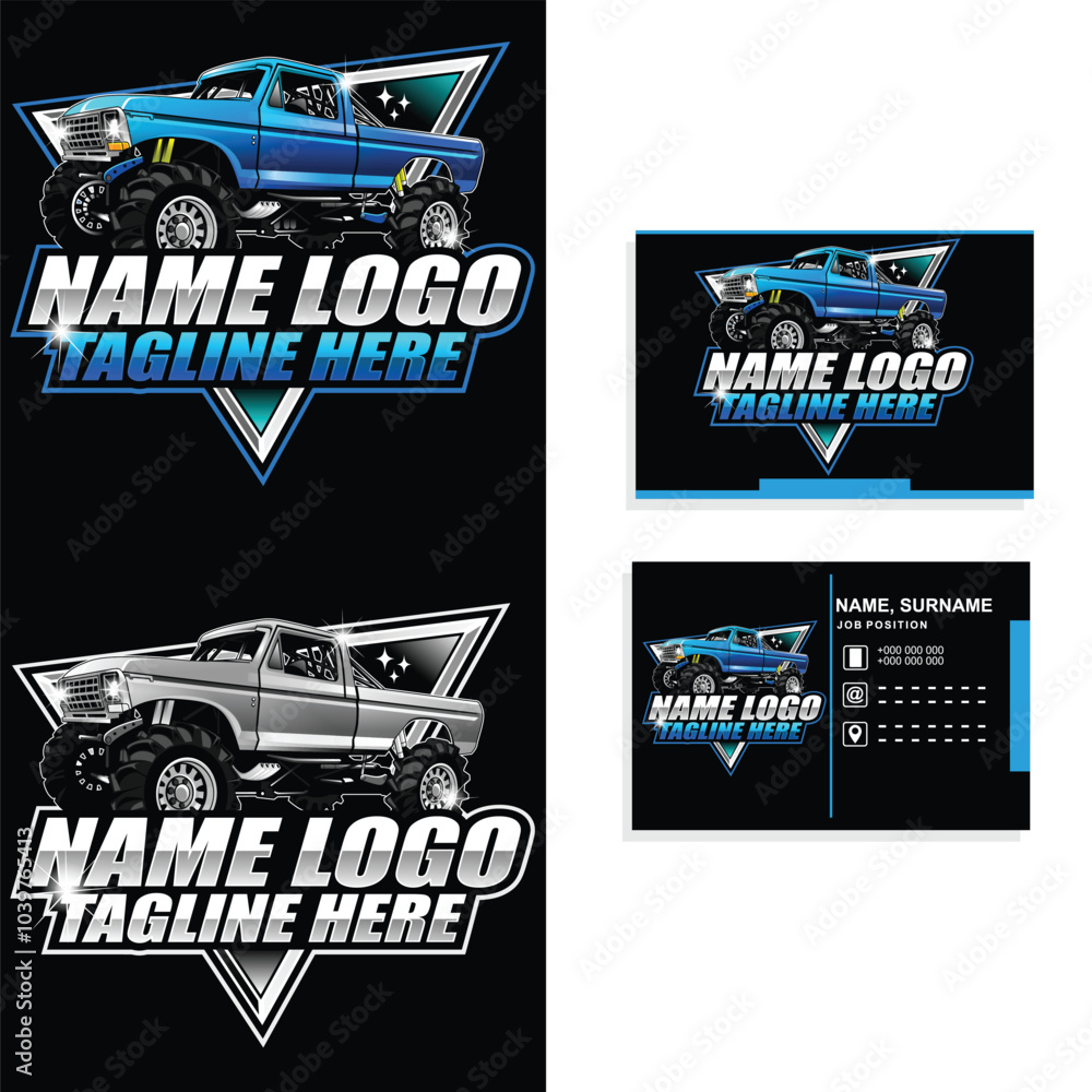 Monster Truck Logo Badge Vector. Monster Truck Vector Logo Design ...